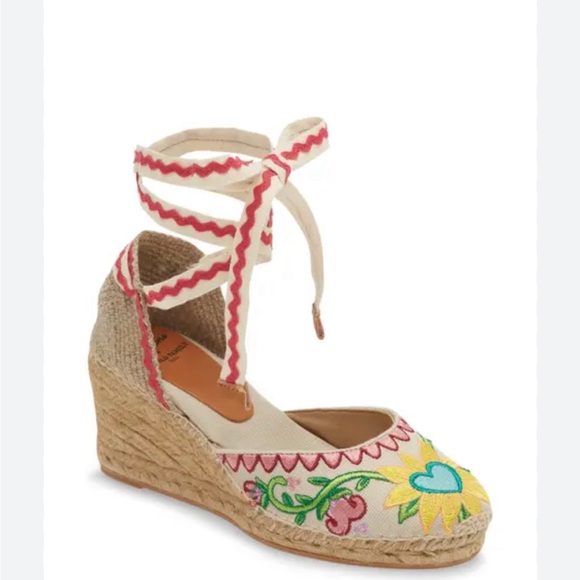 Toni Pons | Shoes | Red And Yellow Espadrille Wedge Shoes With Ankle ...